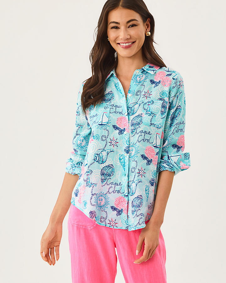 LILLY PULITZER® Lilly Pulitzer Sea View Linen Button Down Shirt